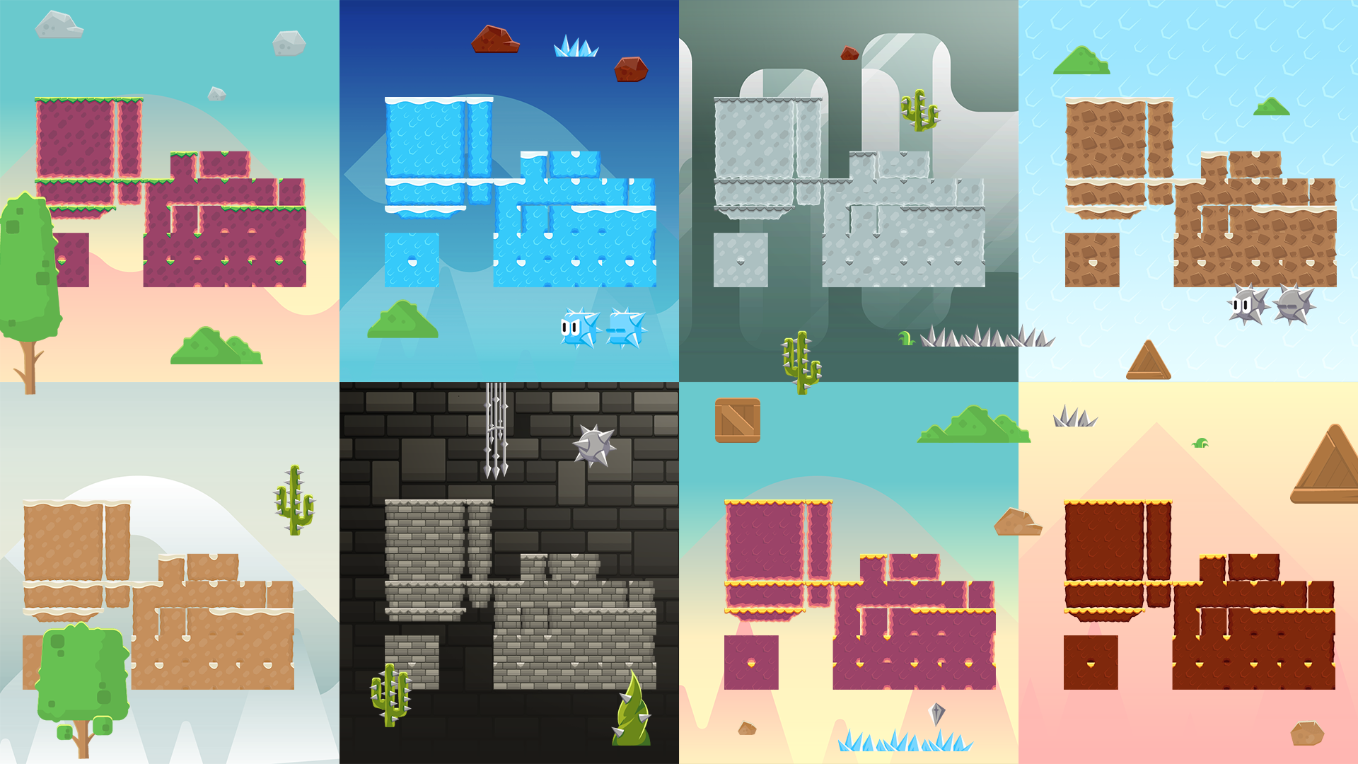 Platformer Tilesets 8 Biomes FULL HD by Xerise | GameMaker: Marketplace